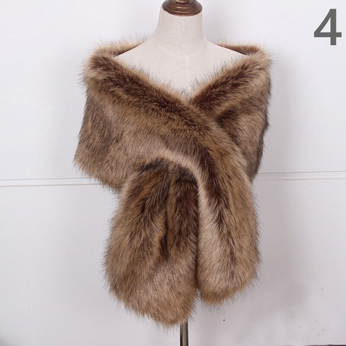Lady Soft Faux Fur Shawl Wrap Cape Cloak Coat Furry Wedding Banquet ...