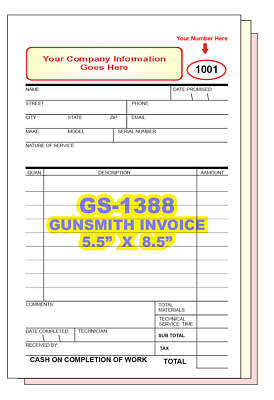 GUNSMITH INVOICE 2 or 3 PART CARBONLESS | eBay