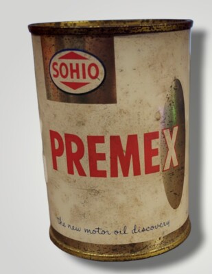 Vintage Original SOHIO Premex Gas Station Oil Can Style Metal Coin Bank ...