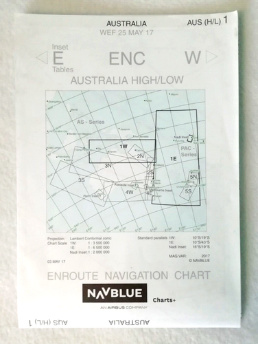 AVIATION CHART AUSTRALIA H/L 1W 1E ENROUTE NAVIGATION 2017 Edition ...