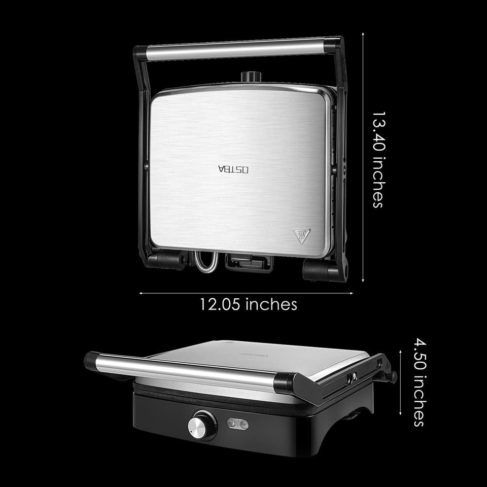 OSTBA Panini Press Grill Indoor Grill Sandwich Maker with Temperature ...