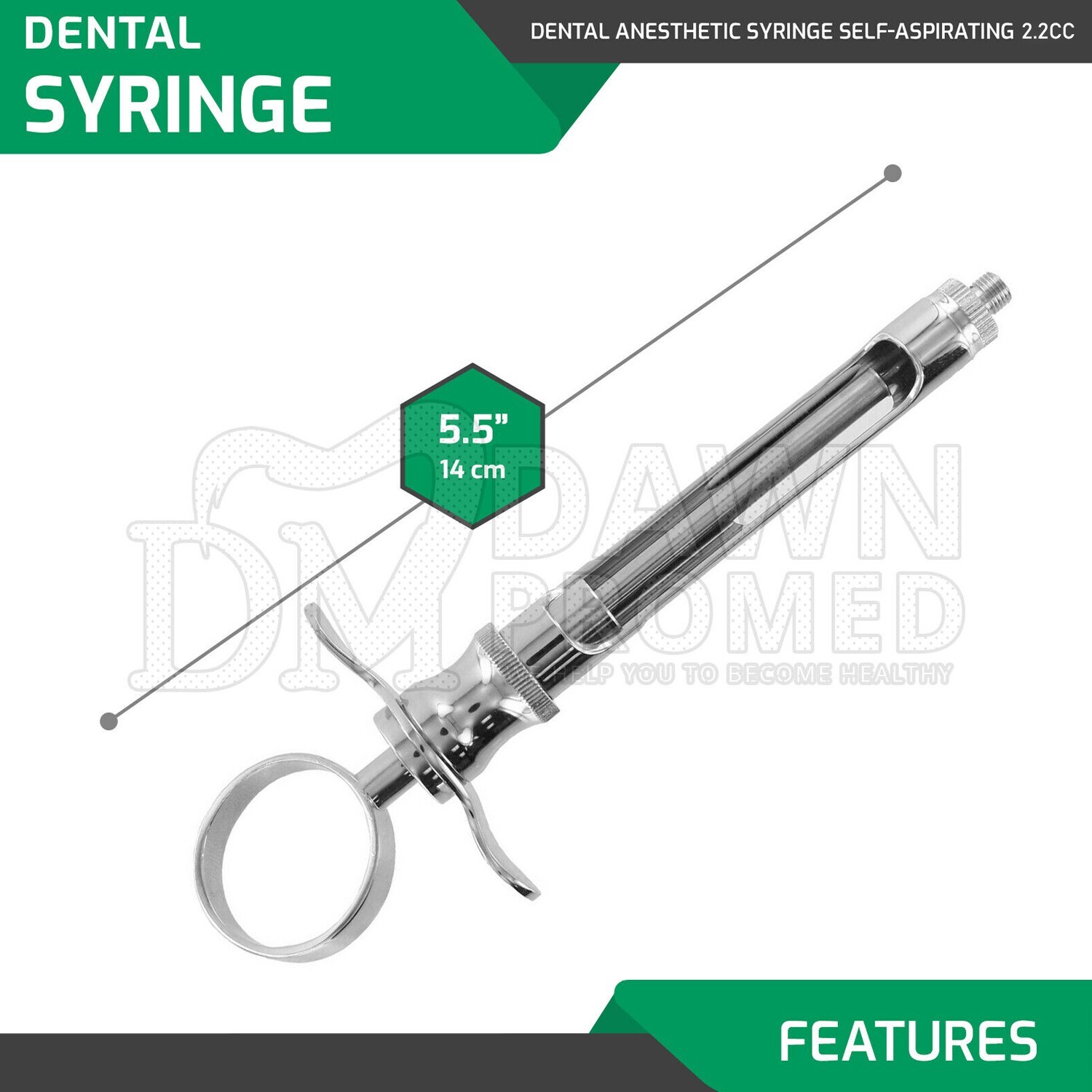 12 German Grade Dental Anesthetic Syringe Self-Aspirating 2.2CC ...