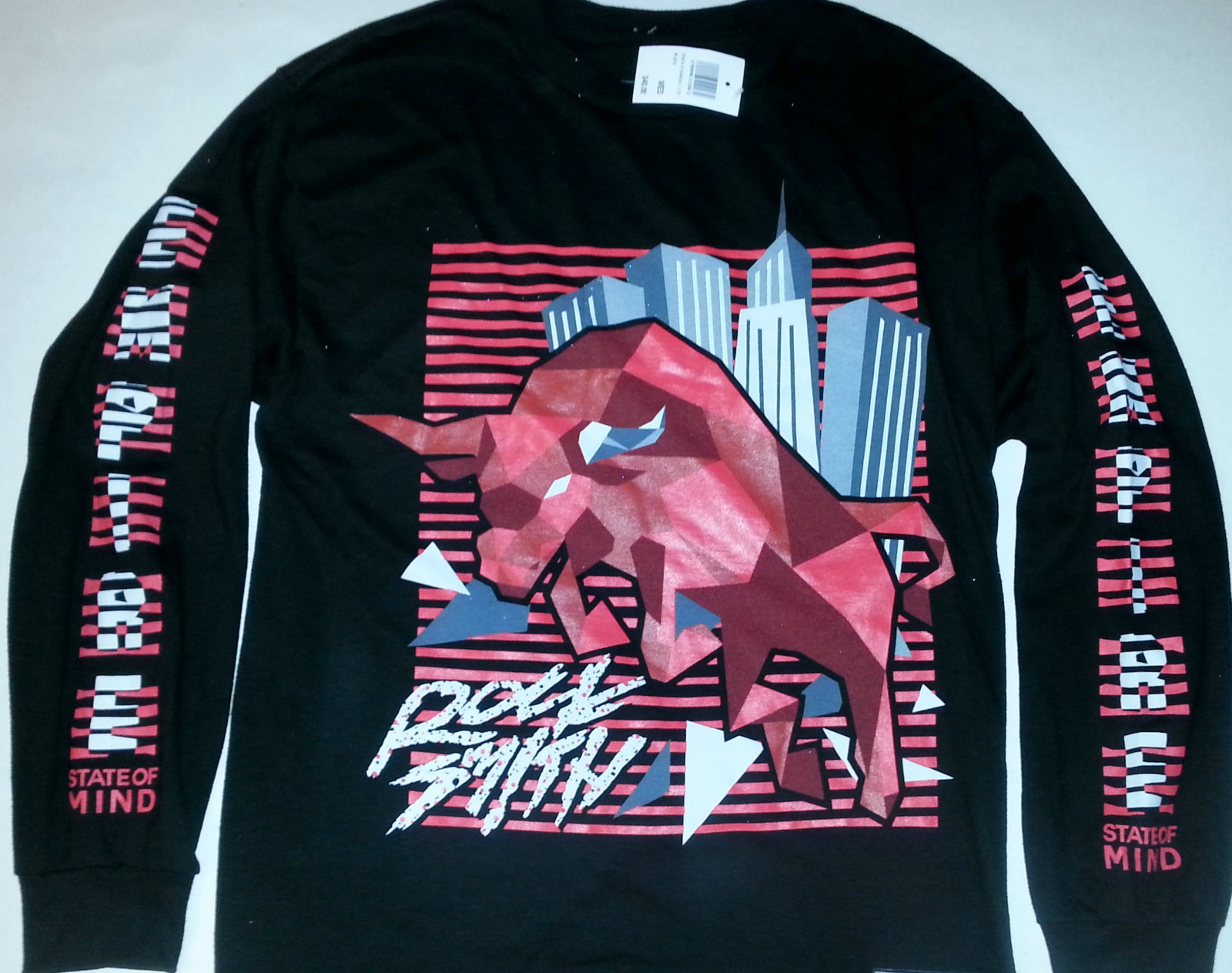 ROCKSMITH LONG SLEEVE CITY EMPIRE BLACK/RAGING RED BULL MENS TEE T ...