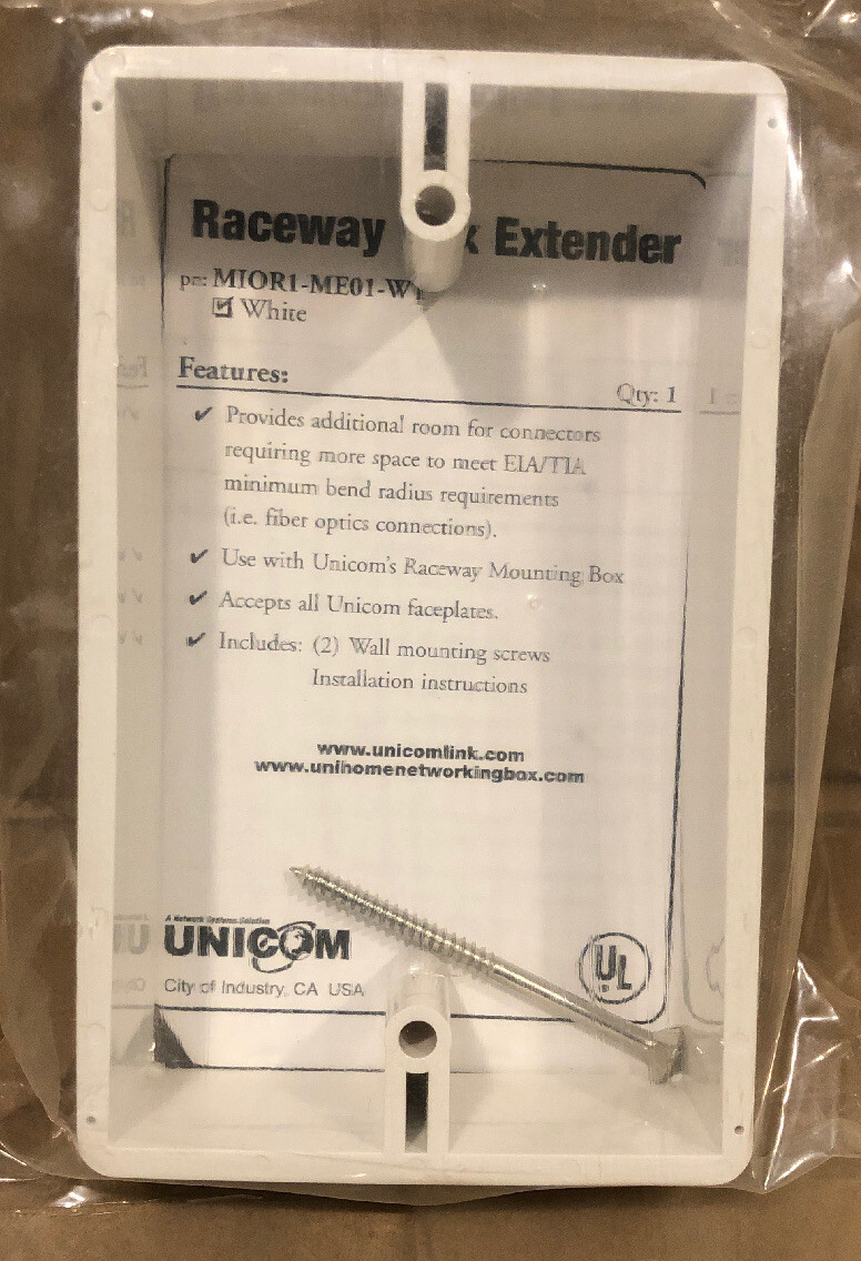 Unicom Raceway Mounting Box Extender White MIOR1-ME01-WT | eBay