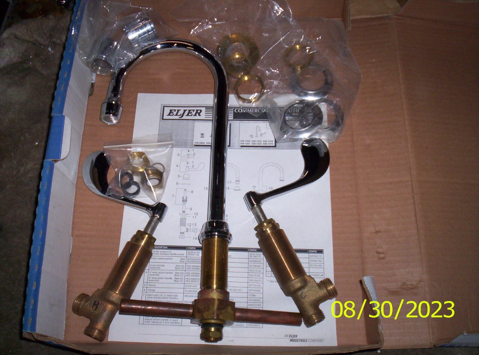 ELJER 3-Hole 8 inch 2-Handle CHROME Widespread Faucet, Made in USA, NOS ...