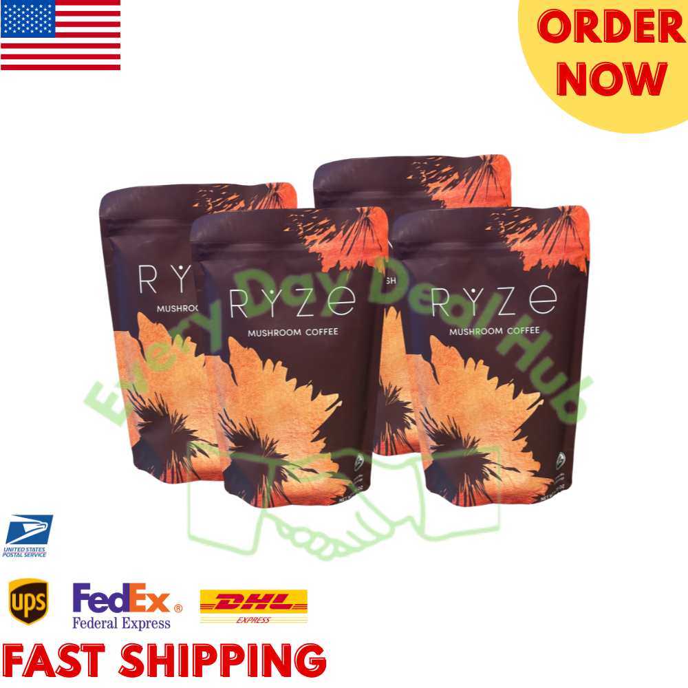 4 PACK OF 2025 RYZE Mushroom Coffee 30 Servings 180g | FREE SHIPPING ...