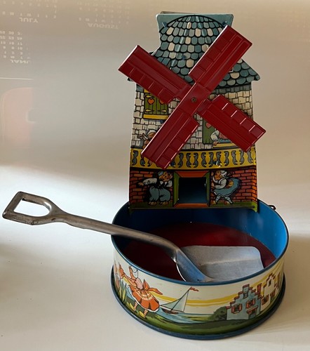 T Cohn Tin Litho Sand Pail Windmill Toy Dutch w/ Shovel Beach ...