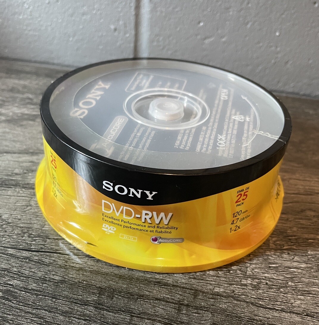 Sony DVD-RW 4.7GB 120Min 1x-2x Blank Rewritable Discs 25-Pack New ...
