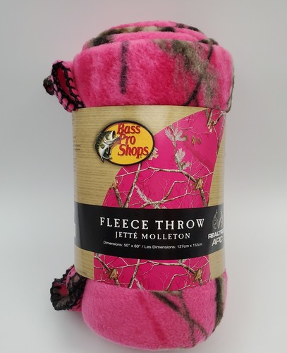 Bass Pro Shops Fleece Throw 50 x 60in Hot Pink Camouflage Realtree New ...