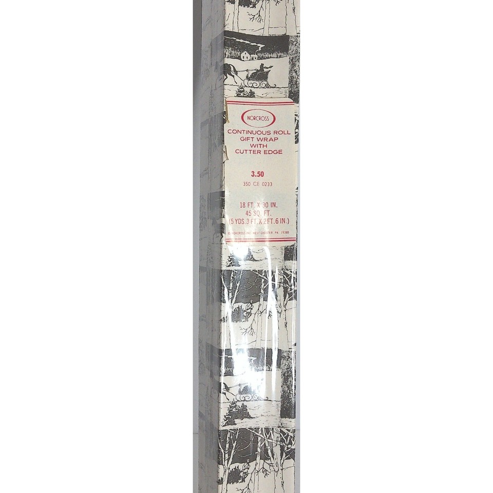 Vintage Norcross Christmas Continuous Roll Gift Wrap With Cutter Edge ...