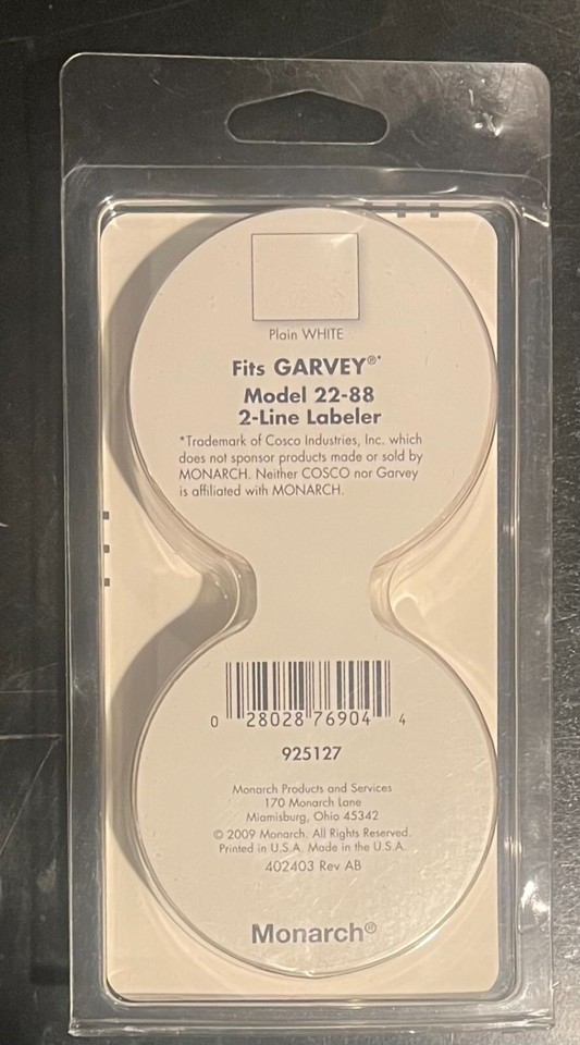 Monarch Pricemarking Labels Fits Garvey Model 22-88 2 Line Labeler 3 ...