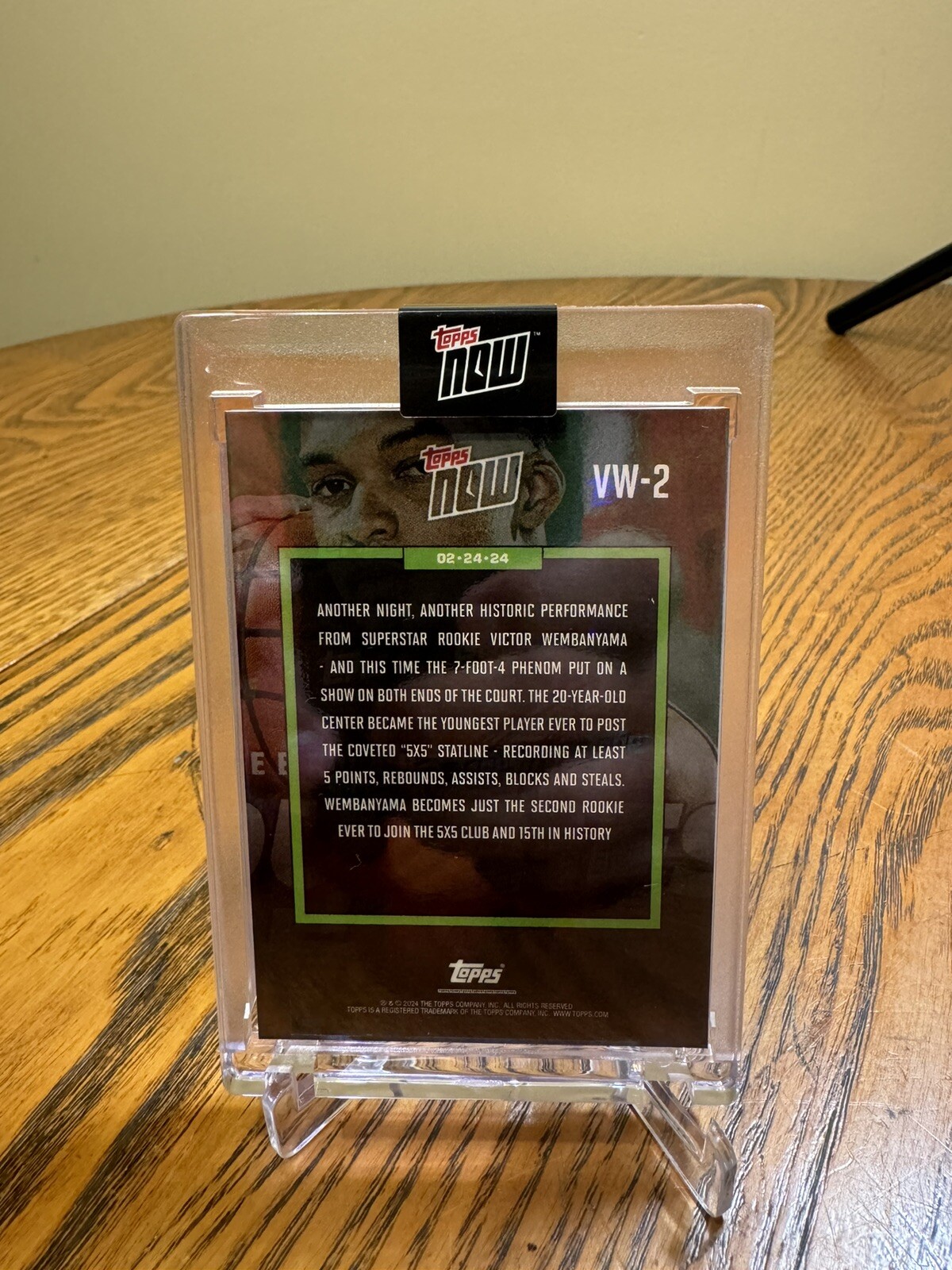 2023-24 Topps Now Youngest Ever 5x5 Victor Wembanyama Wemby Rookie Card ...