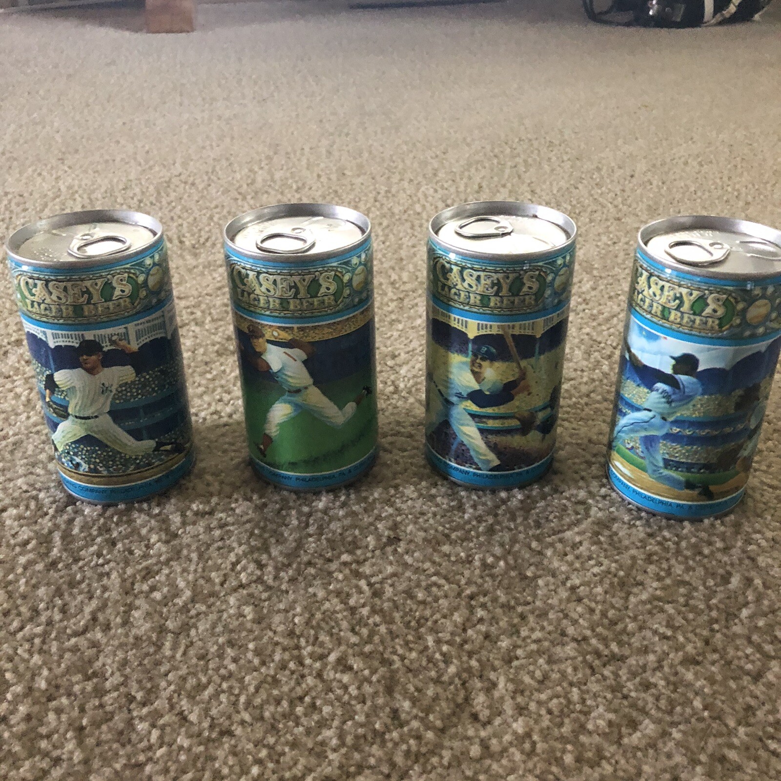 CASEY'S Lager Baseball Beer Can Set Ford, Snider, Ashburn & Irvin. | eBay