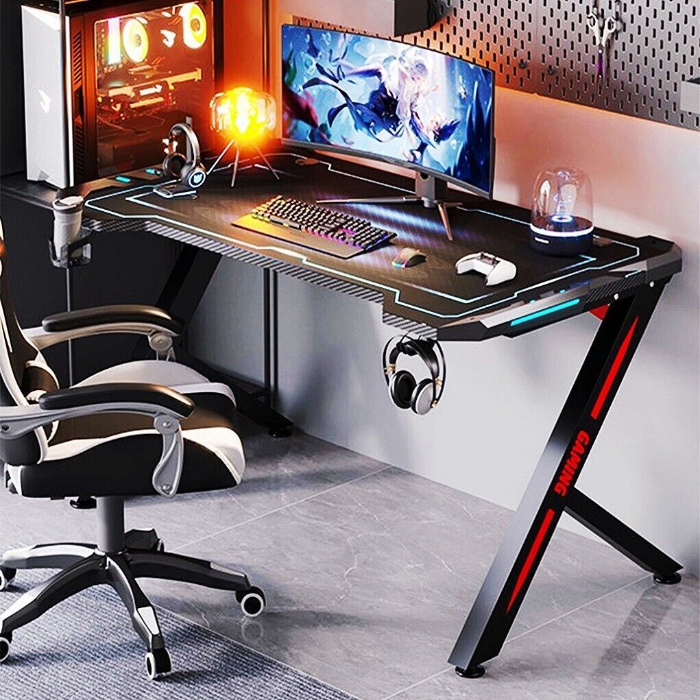 Multi-style Pro Gaming Desk RGB LED PC Computer Racer Table Anti ...