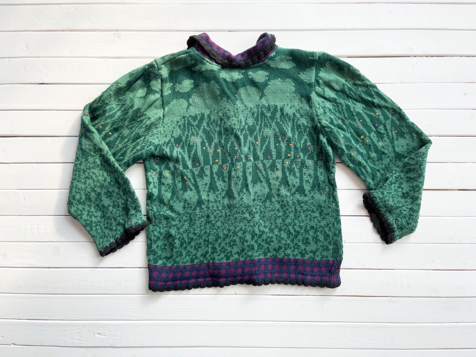 vtg Cullinane green firefly bug insect embroidered cardigan sweater | eBay