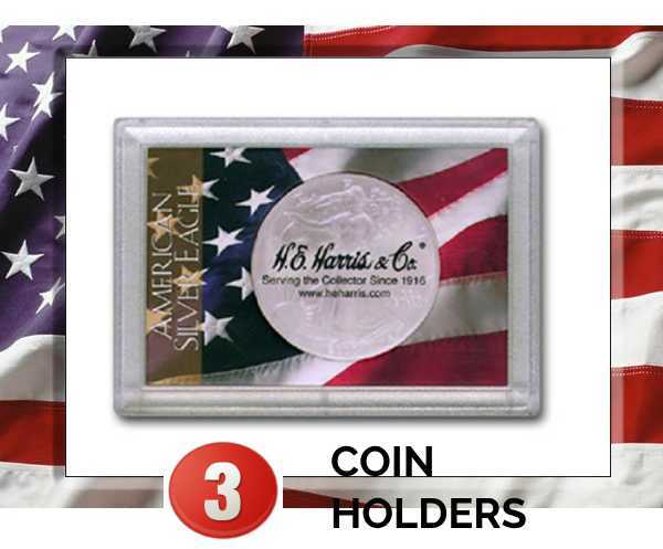 3 HE Harris Flag Frosty Case For American Silver Eagle Coin Display ...