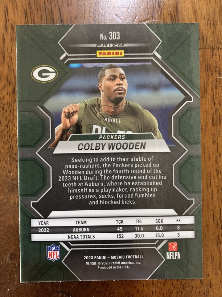 2023 Panini Mosaic- Colby Wooden #303 Rookie Card - Green Bay Packers ...