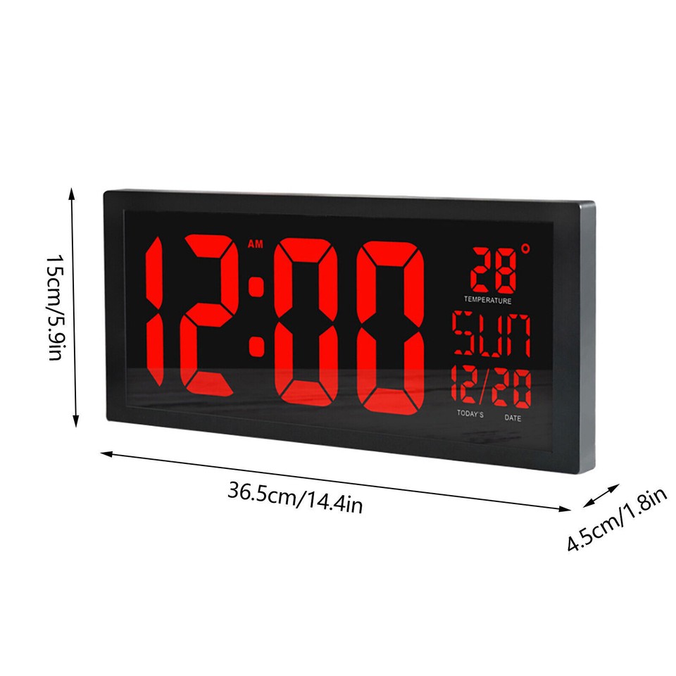 Large Digital Wall Clock LED Display Desk Time Temperature Calendar ...