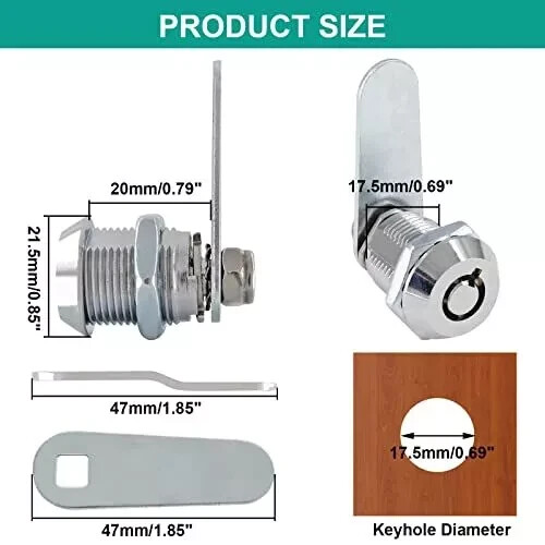 4 Pack Tubular Cam Locks Keyed Alike 3/4 Inch RV Locks Replacement ...