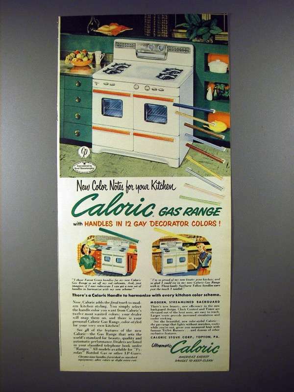 1953 Ultramatic Caloric Gas Range Ad - Color Handles | eBay