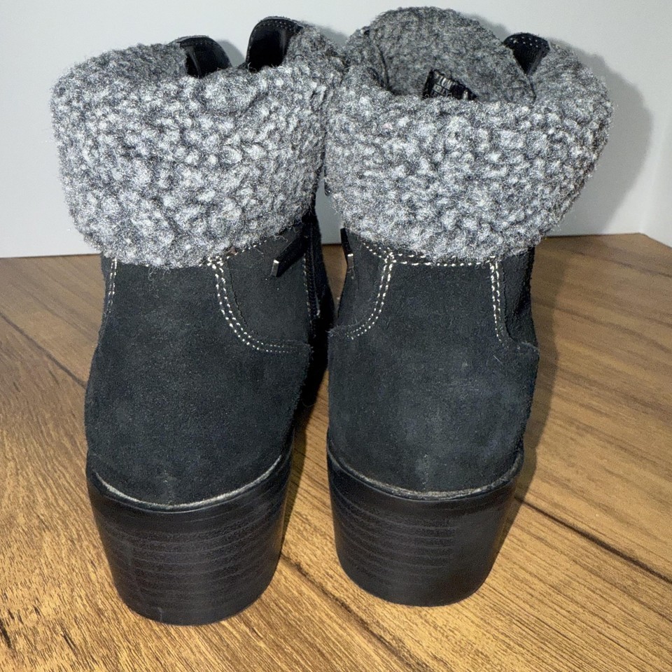 Sporto Kelly Boots Womens Size 10 Black Leather Ankle Faux Fur Winter ...