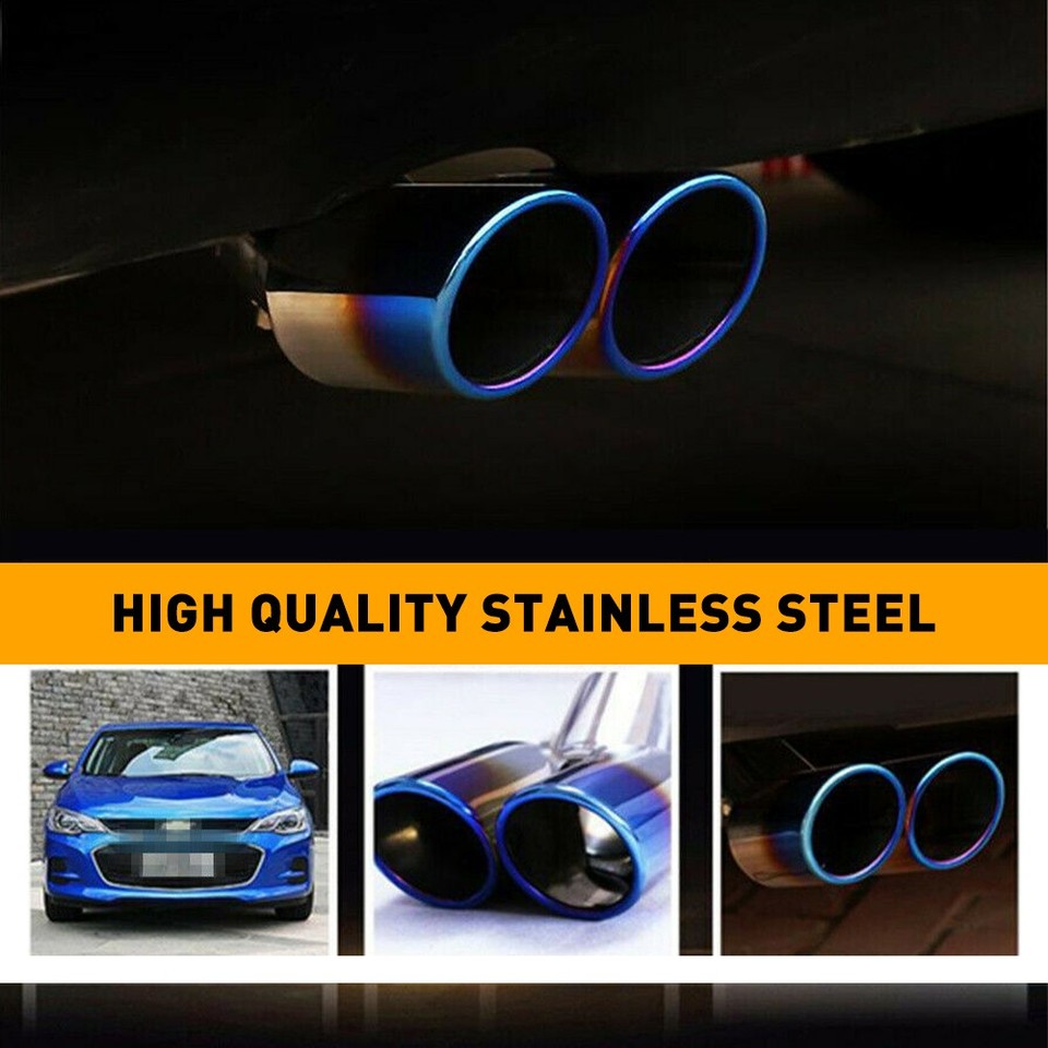63mm Car Tailpipe Exhaust Clean Drop Down Tip Trim Muffler Pipe Baked ...