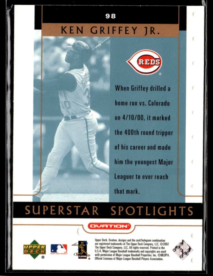 2002 Upper Deck Ovation #98 Ken Griffey Jr. Mariners Baseball Card ...