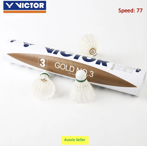Victor Badminton Shuttlecock 12Pcs Gold No.3 for Training Feather speed ...