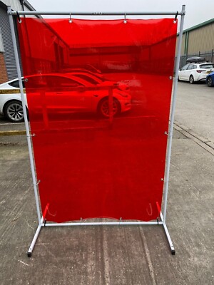 1 X WELDING RED TINT BOOTH SCREEN CURTAINS 1.85M HIGH X 1.2M WIDE METAL ...