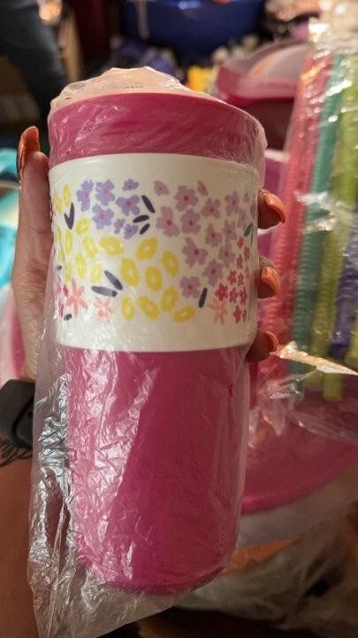 Tupperware Coffee Travel Tumbler Cup Pink with Floral Pattern | eBay