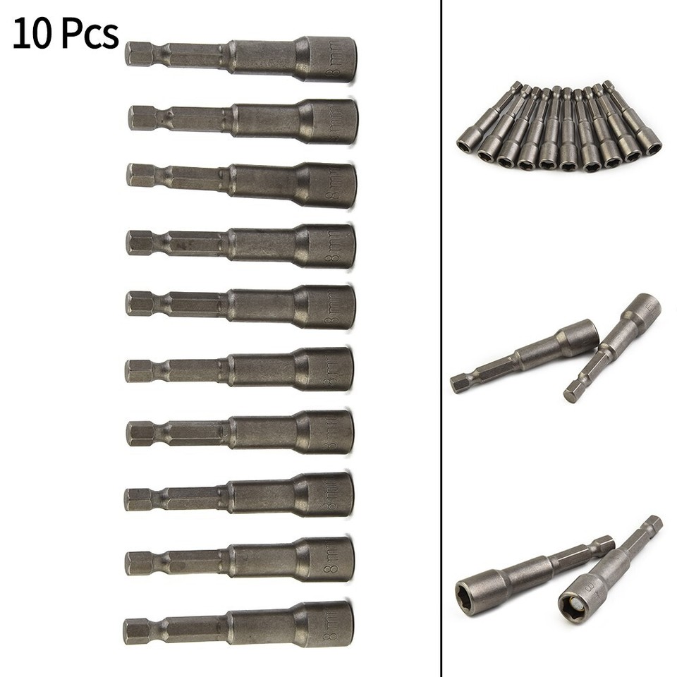 10x 8mm Magnetic Tech Screw Driver Tek Bit Drill Nut Setter Roofing ...