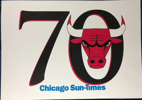 1995-96 Chicago Bulls 70 Win Placard/Sign Chicago Sun Times 16 x 12 ...