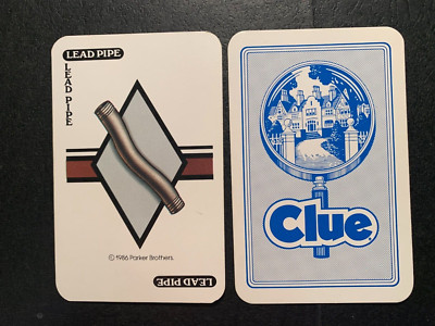 Clue LEAD PIPE Weapon Card 1986 PARKER BROTHERS Game Replacement Card ...