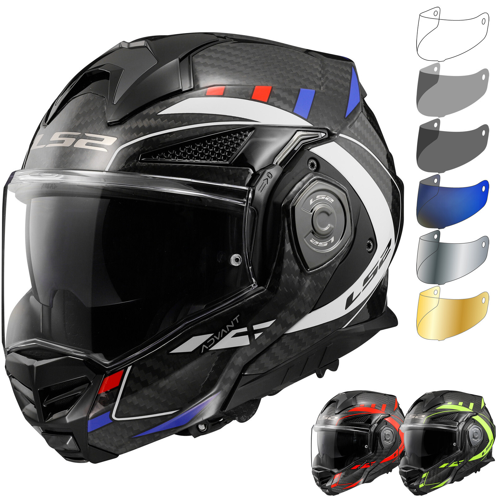 LS2 FF901 Advant X Carbon Future Flip Front Motorcycle Helmet Visor ...