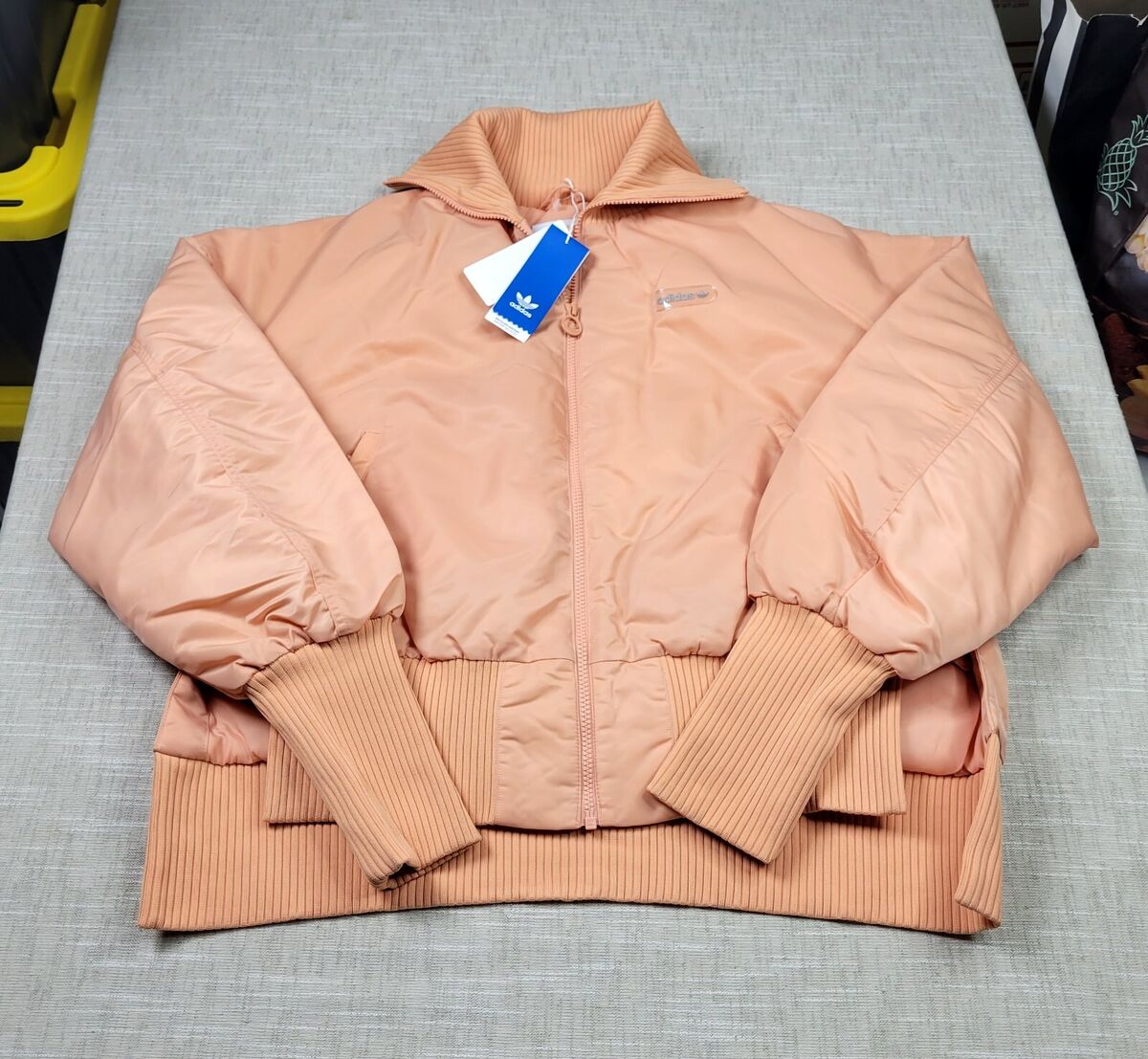 ADIDAS Originals Womens Full Zip Rib Bomber Jacket Ambient ADIDAS Originals Womens Full Zip Rib Bomber Jacket Ambient