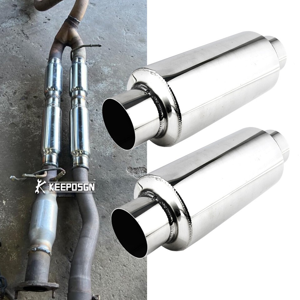 2PC 2.5" OD/ID 12" Exhaust Muffler Resonators High Flow For Chevy ...