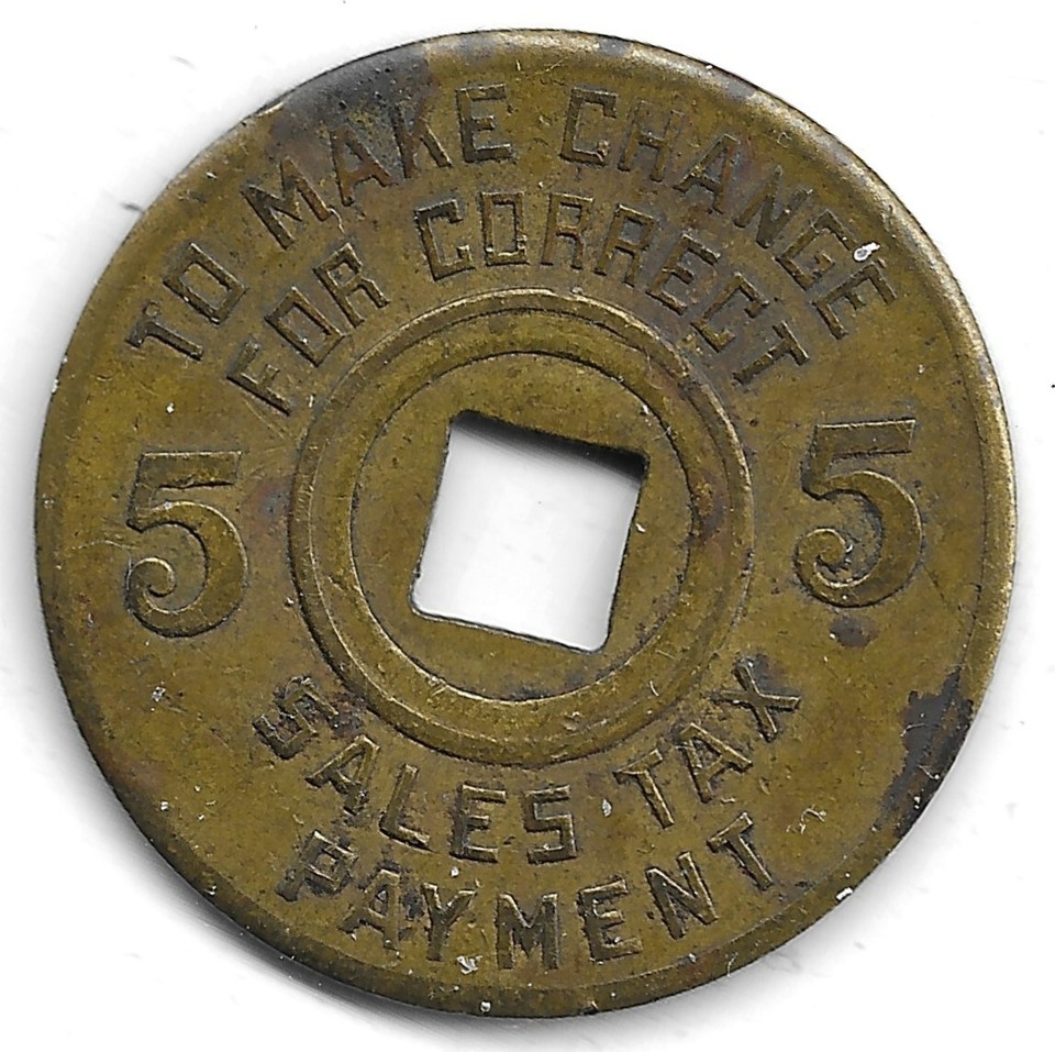 Vintage 1936-1941 Mississippi Tax Commission 5 Mill Cent Brass Sales ...