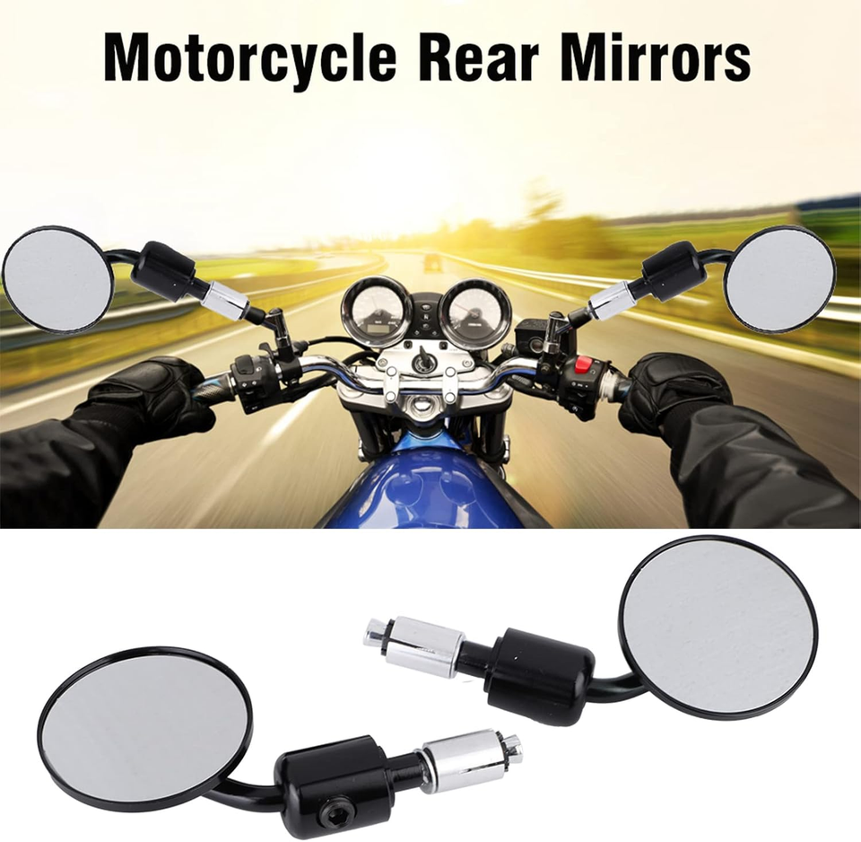 Motorcycle Mirrors, Motor Bar End Rear View Mirrors Side 22Mm 7/8 Inch ...