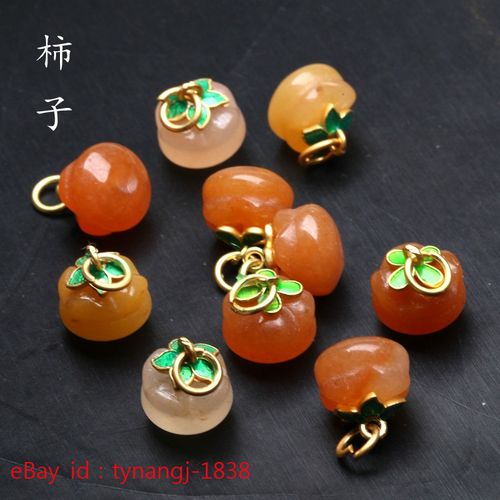 Natural Golden Silk Jade Persimmon Small Pendant "事事如意" Diy Jewelry ...