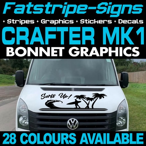 to fit VW CRAFTER SURFS UP SURFING BONNET STICKERS GRAPHICS DECALS ...