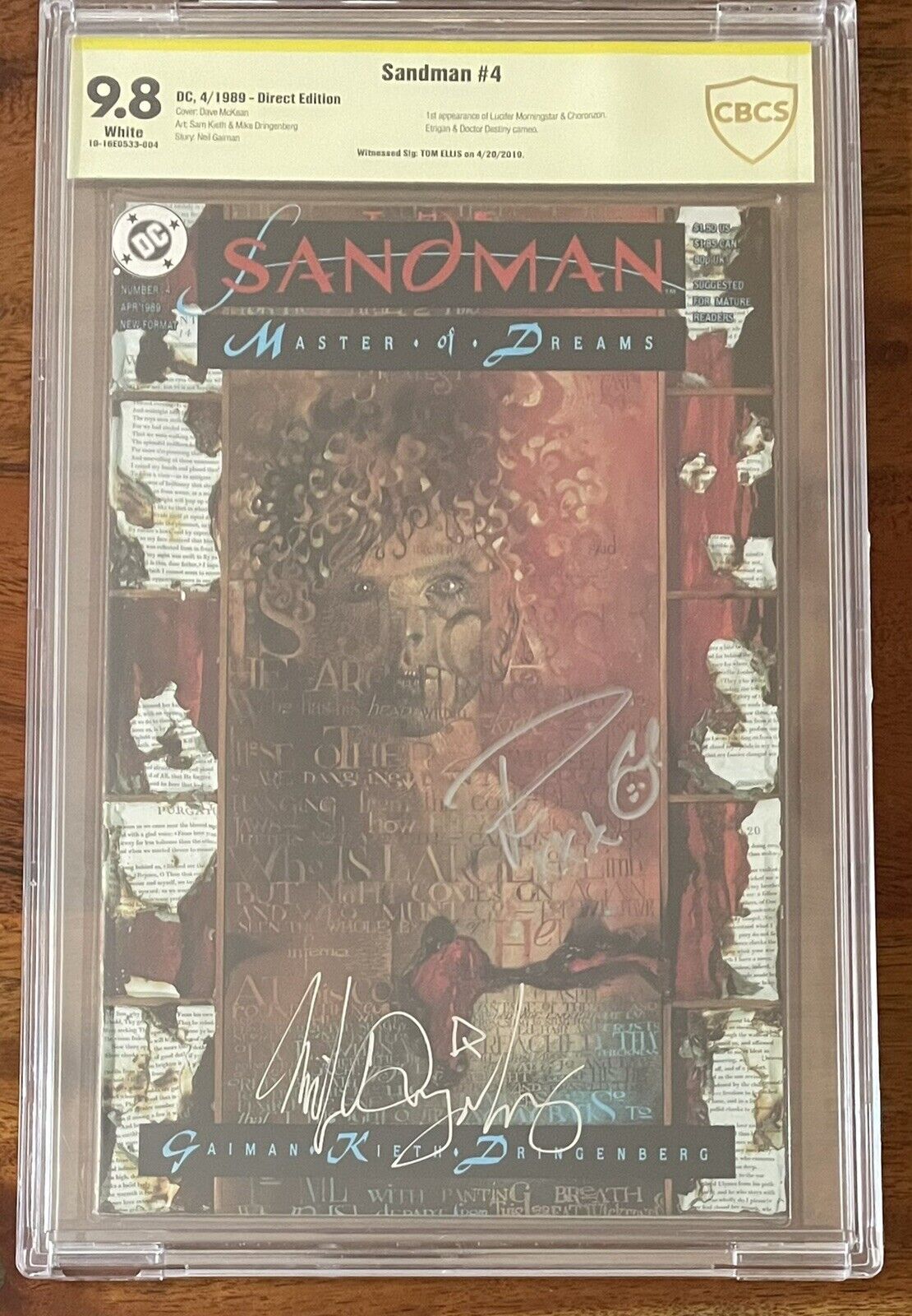 Sandman #4 CBCS 9.8 Signed by Tom Ellis and Mike Dringenberg…Very rare ...