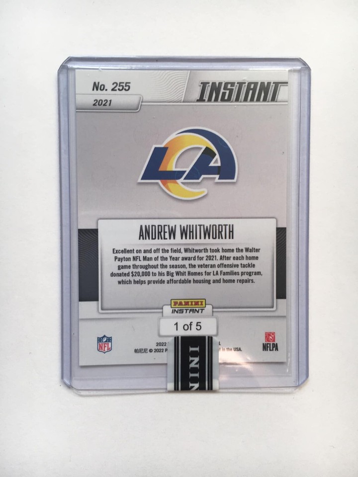 2022 PANINI NFL INSTANT #255 ANDREW WHITWORTH MAN OF THE YEAR ...