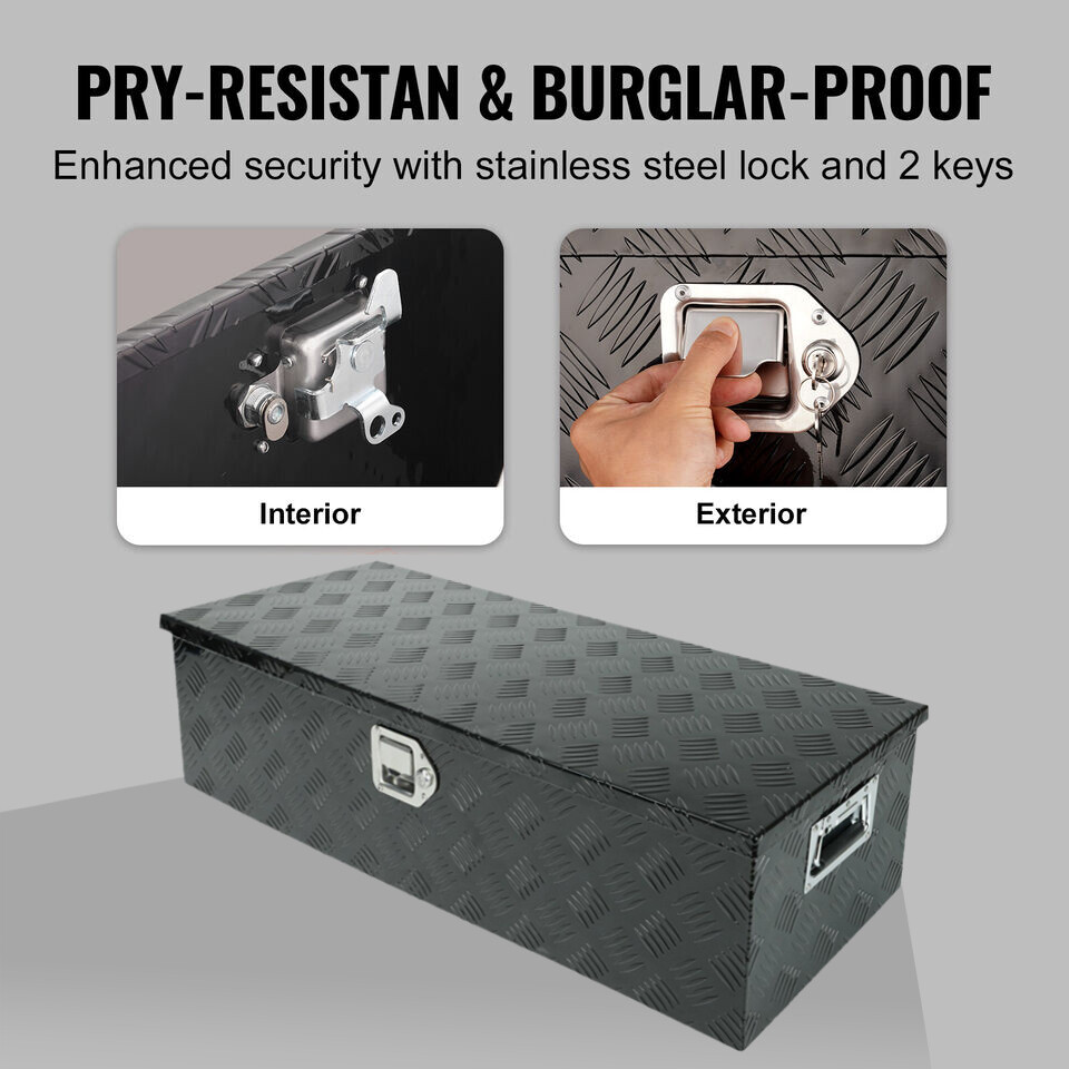 Aluminum 44"X15"X15" Heavy Duty Pickup Truck Bed Storage Tool Box w ...