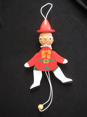 7.5" Vintage Wood Pull String Toy Doll PINOCCHIO | eBay
