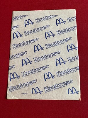 1979, McDonald's, "Un-Used", Wax Paper Hamburger Wrapper (Scarce ...