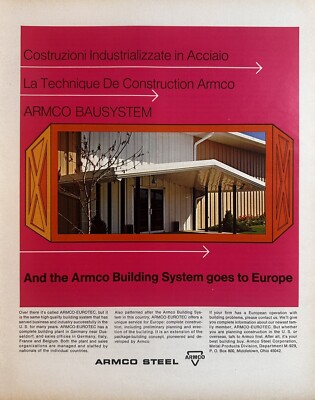 1969 Armco Steel “Building System Goes To Europe” Vintage Print Ad | eBay