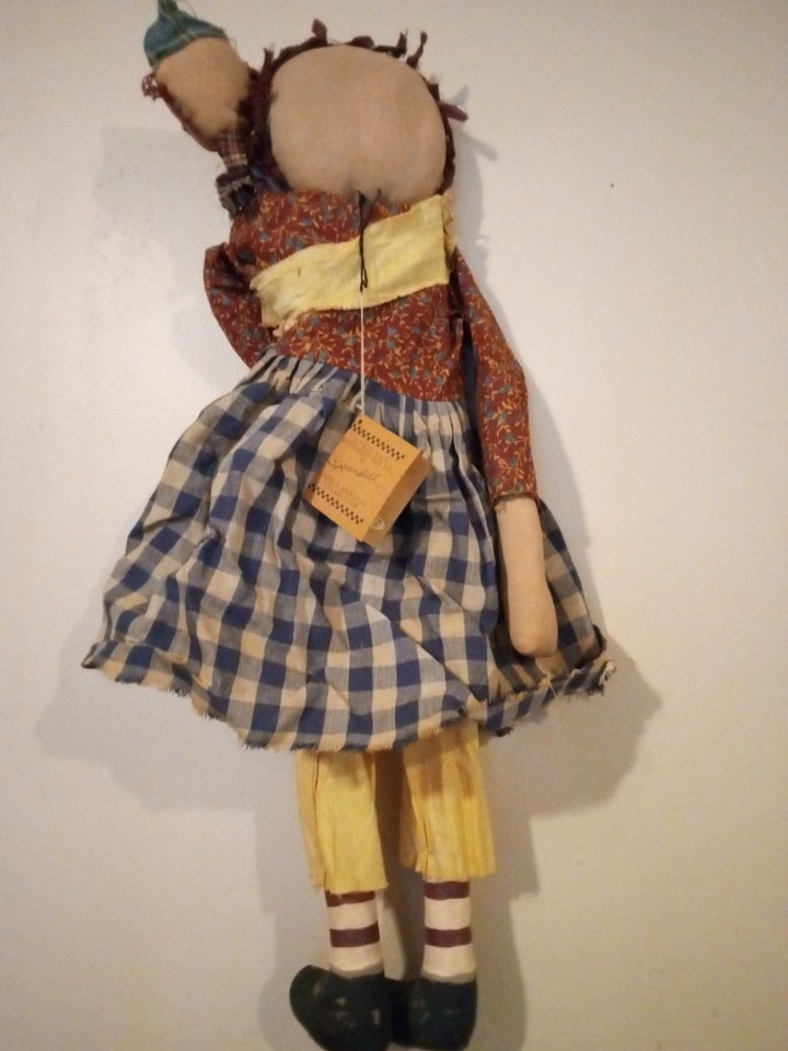PRIMITVE SHELF SITTER RAG DOLL RAGGEDY ANN SONIA SANDELL COLLECTION *I ...