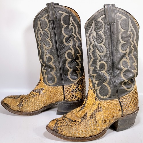 Tony Lama Snakeskin Western Cowboy Boots Men's Size 7.5 D Snake Skin ...