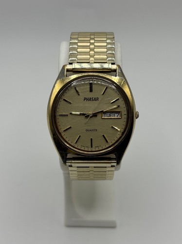Seiko Phasar Y563-8390 Quartz Day-date Watch New Battery Men’s Gold ...