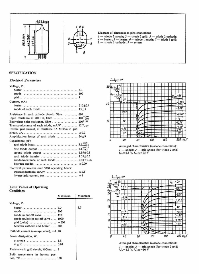 8pcs 6N23P ~ E88CC / 6DJ8 / 6922 Voskhod Rocket Double Triode Tube USSR ...